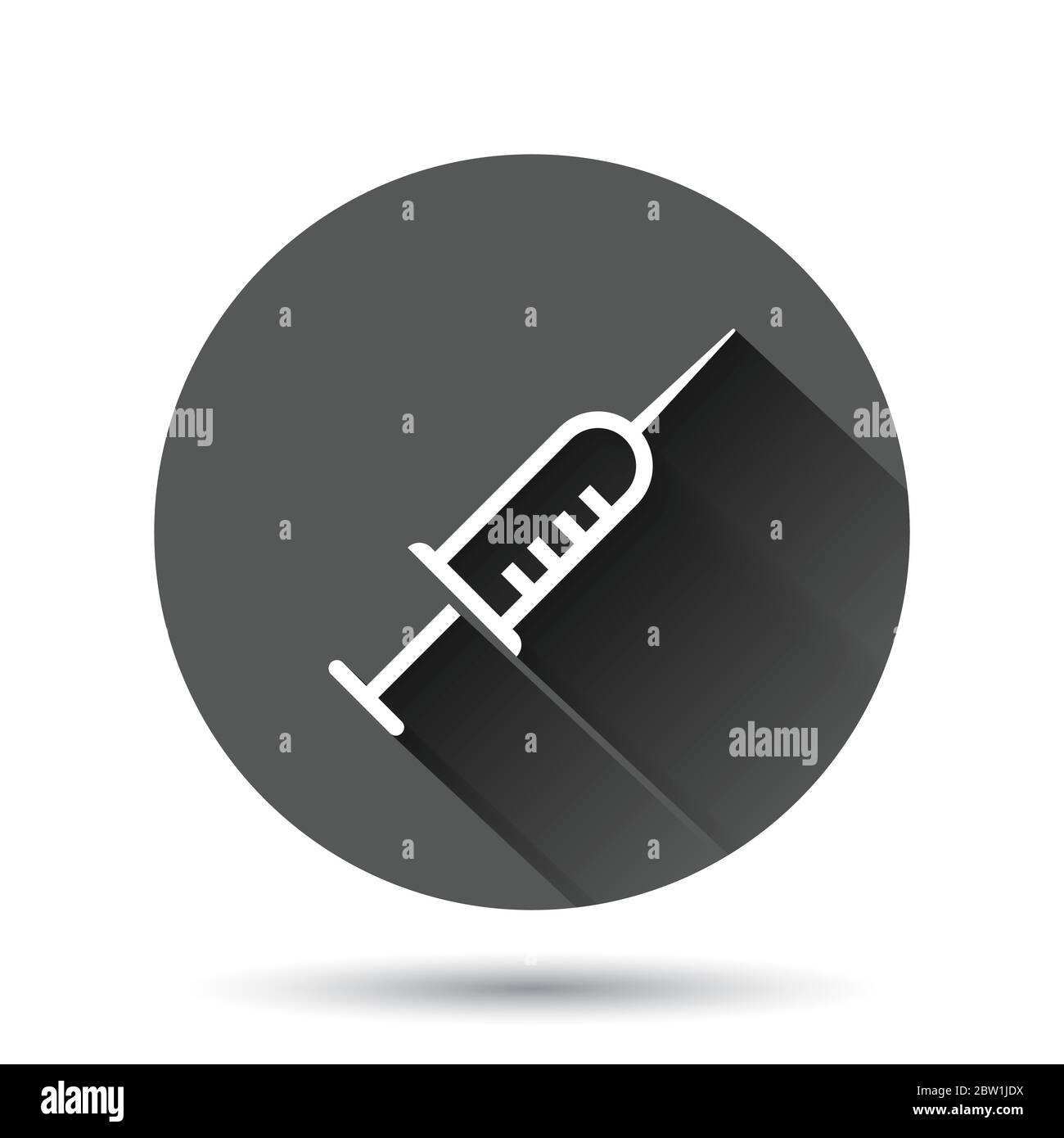 Syringe icon in flat style. Inject needle vector illustration on black ...