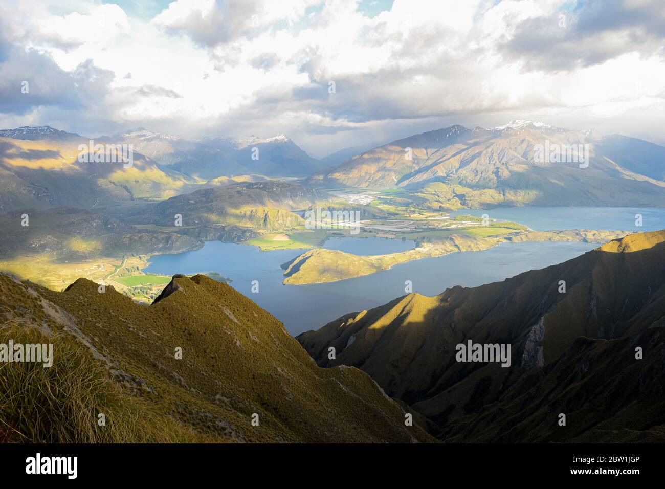 PANORAMIC TOP VIEW LANDSCAPE, BLUE WATER MOUNTAIN AND SKY BACKGROUND ...