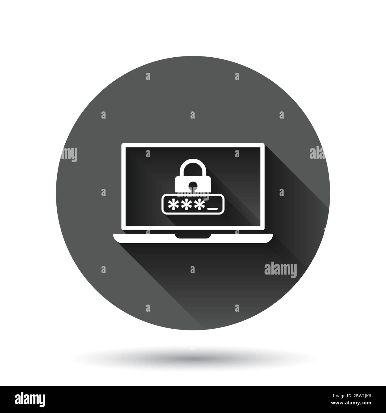 Laptop with password icon in flat style. Computer access vector ...