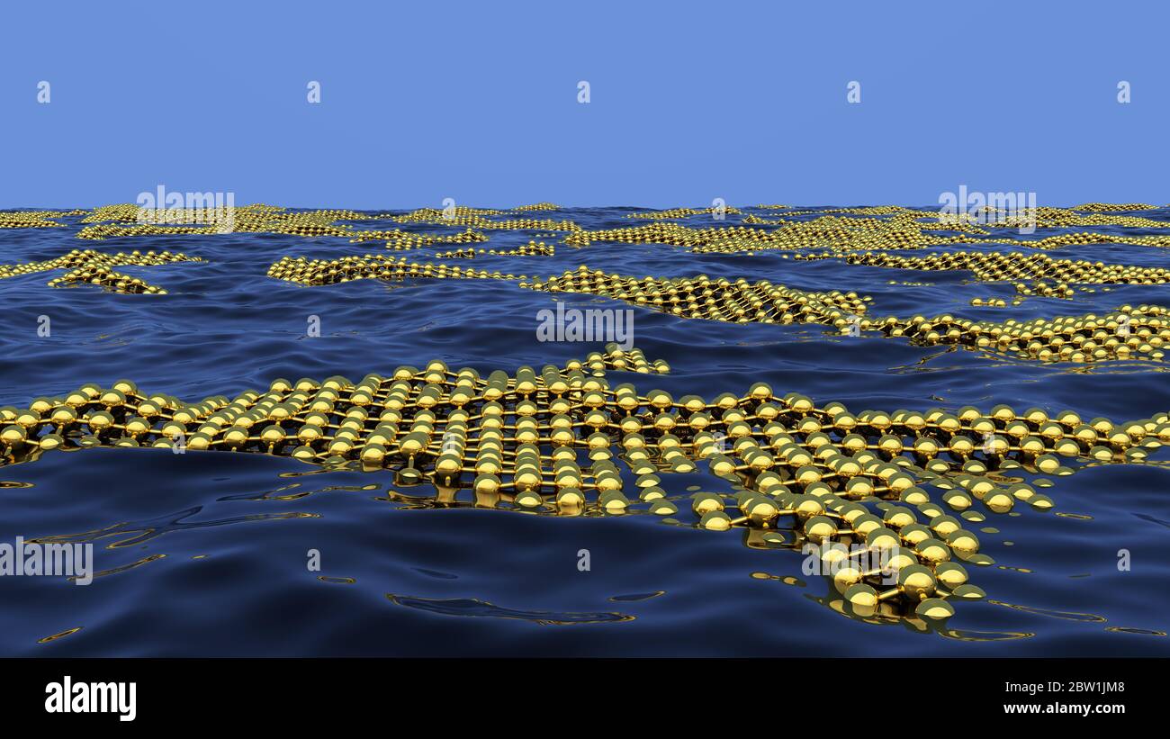 Ecological science abstract background with absorbent grid on the sea ...