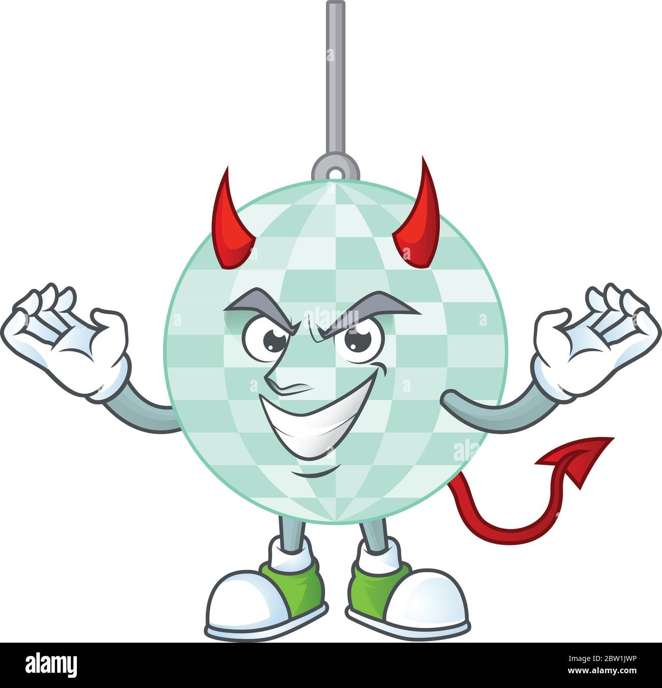 A cartoon image of disco ball as a devil character Stock Vector Image ...