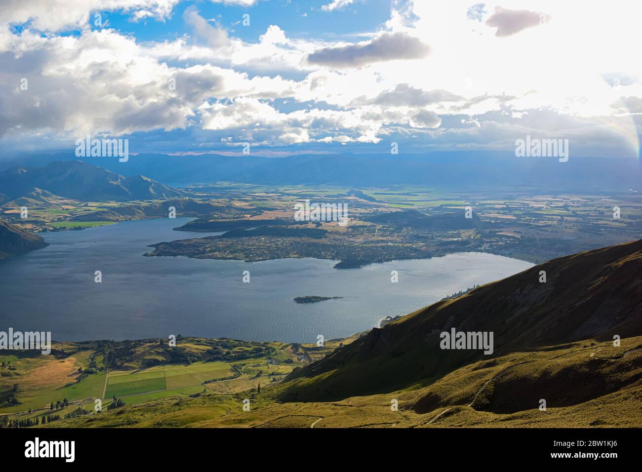 PANORAMIC TOP VIEW LANDSCAPE, BLUE WATER MOUNTAIN AND SKY BACKGROUND ...