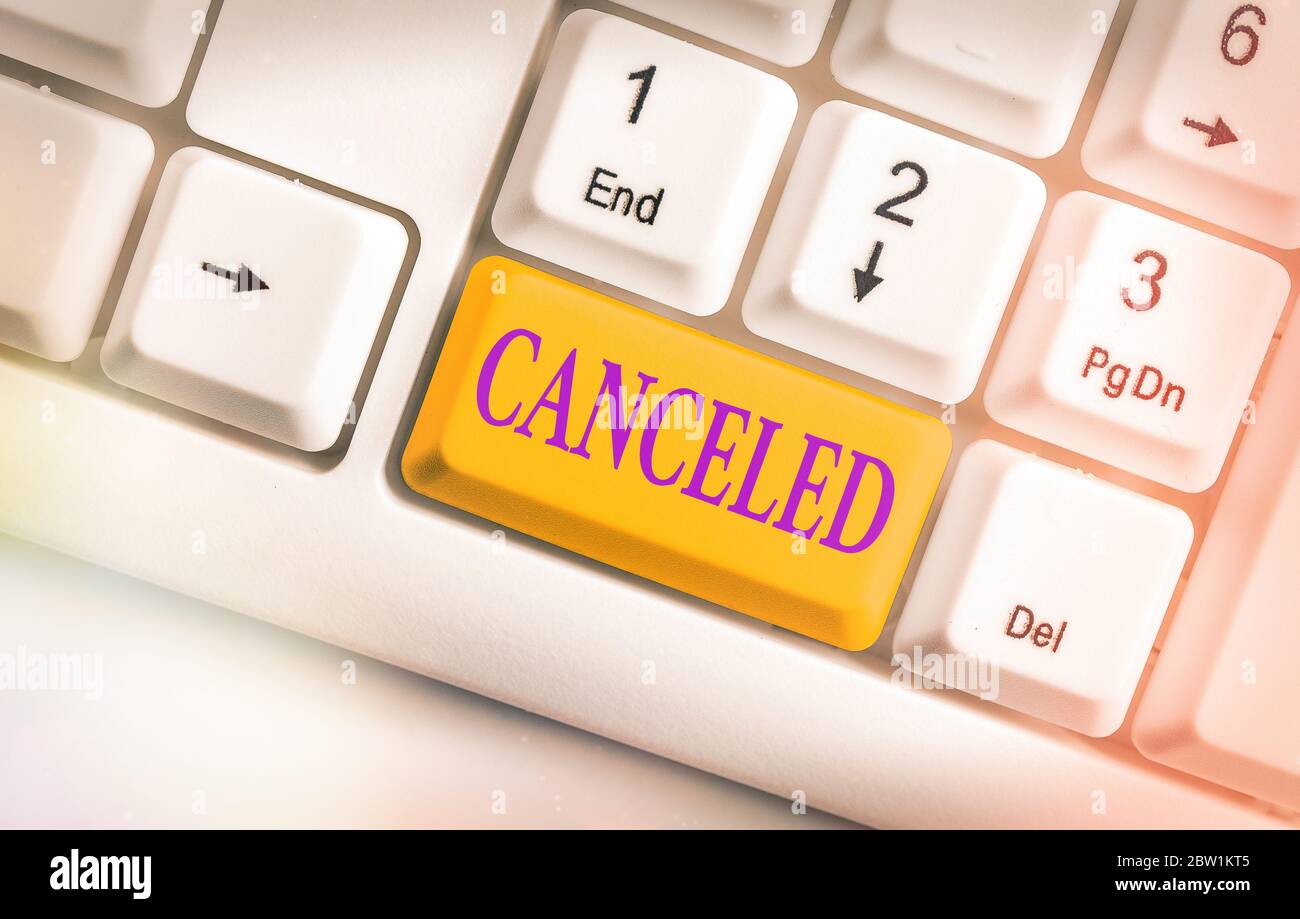Writing note showing Canceled. Business concept for to decide not to ...