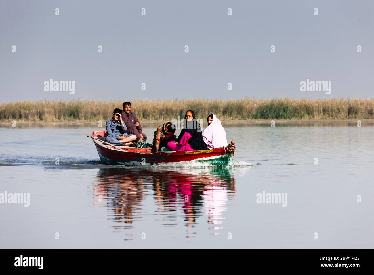 local boat at Chenab river near meeting point with Jhelum river ...
