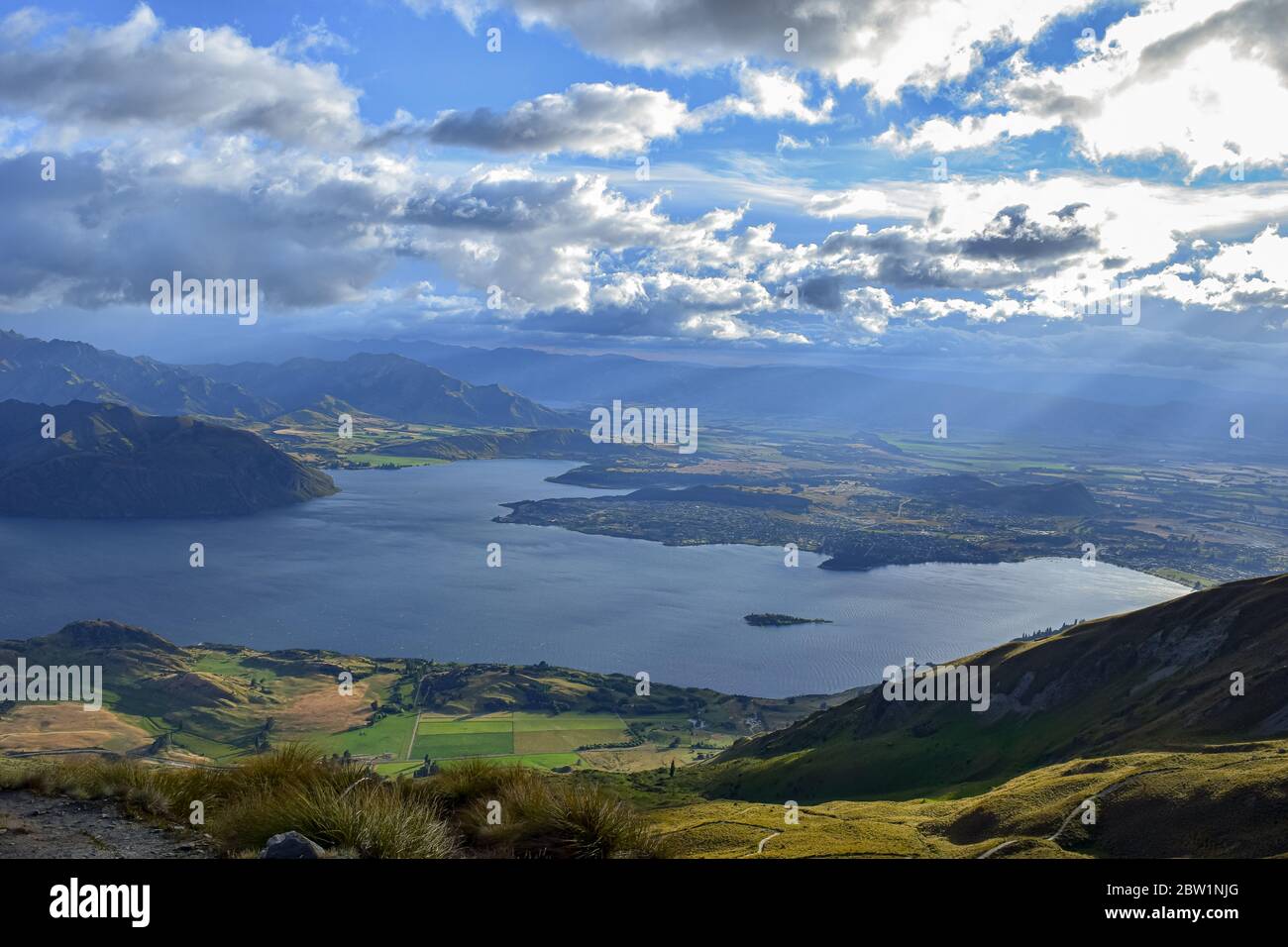 PANORAMIC TOP VIEW LANDSCAPE, BLUE WATER MOUNTAIN AND SKY BACKGROUND ...