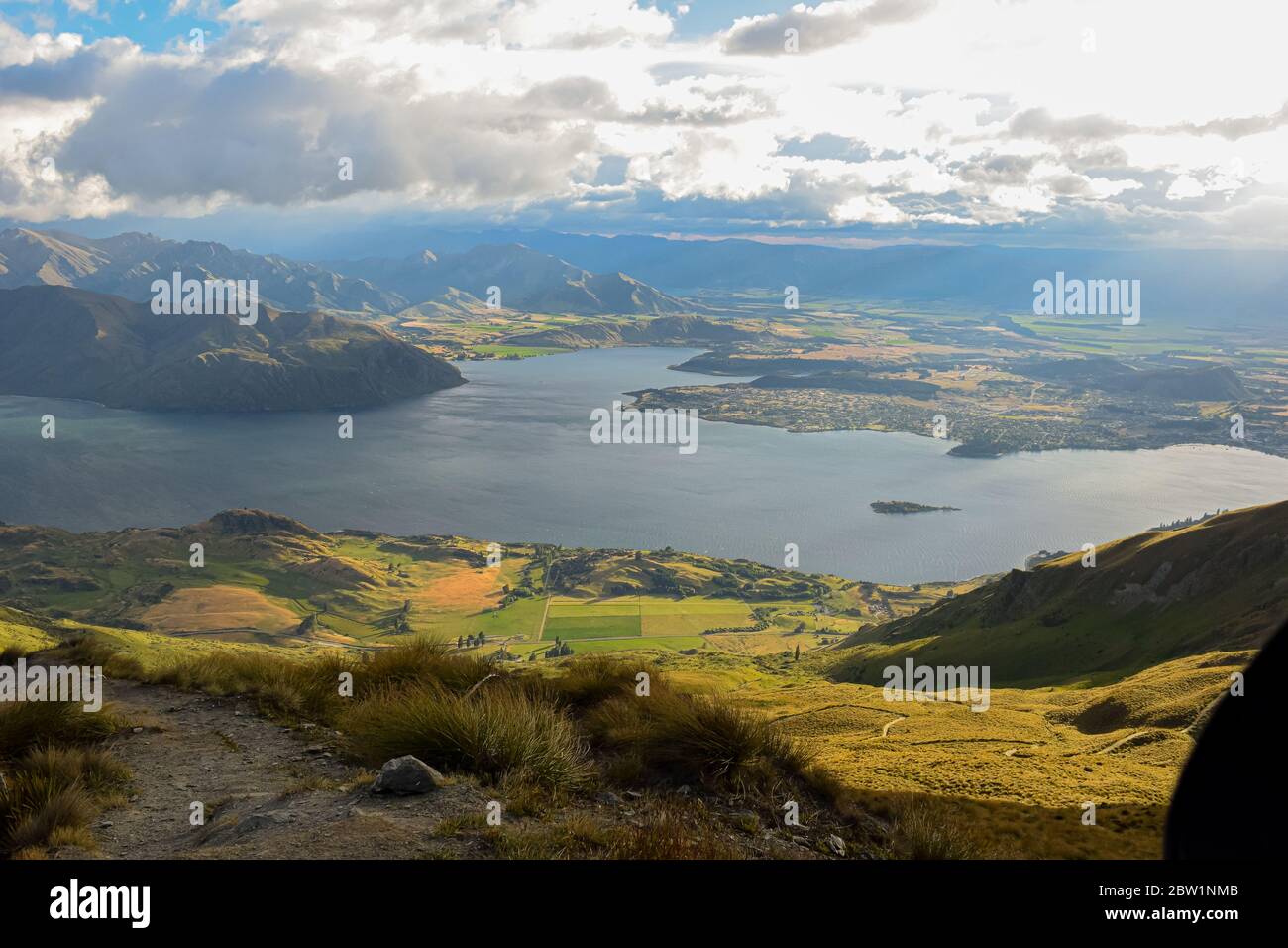 PANORAMIC TOP VIEW LANDSCAPE, BLUE WATER MOUNTAIN AND SKY BACKGROUND ...