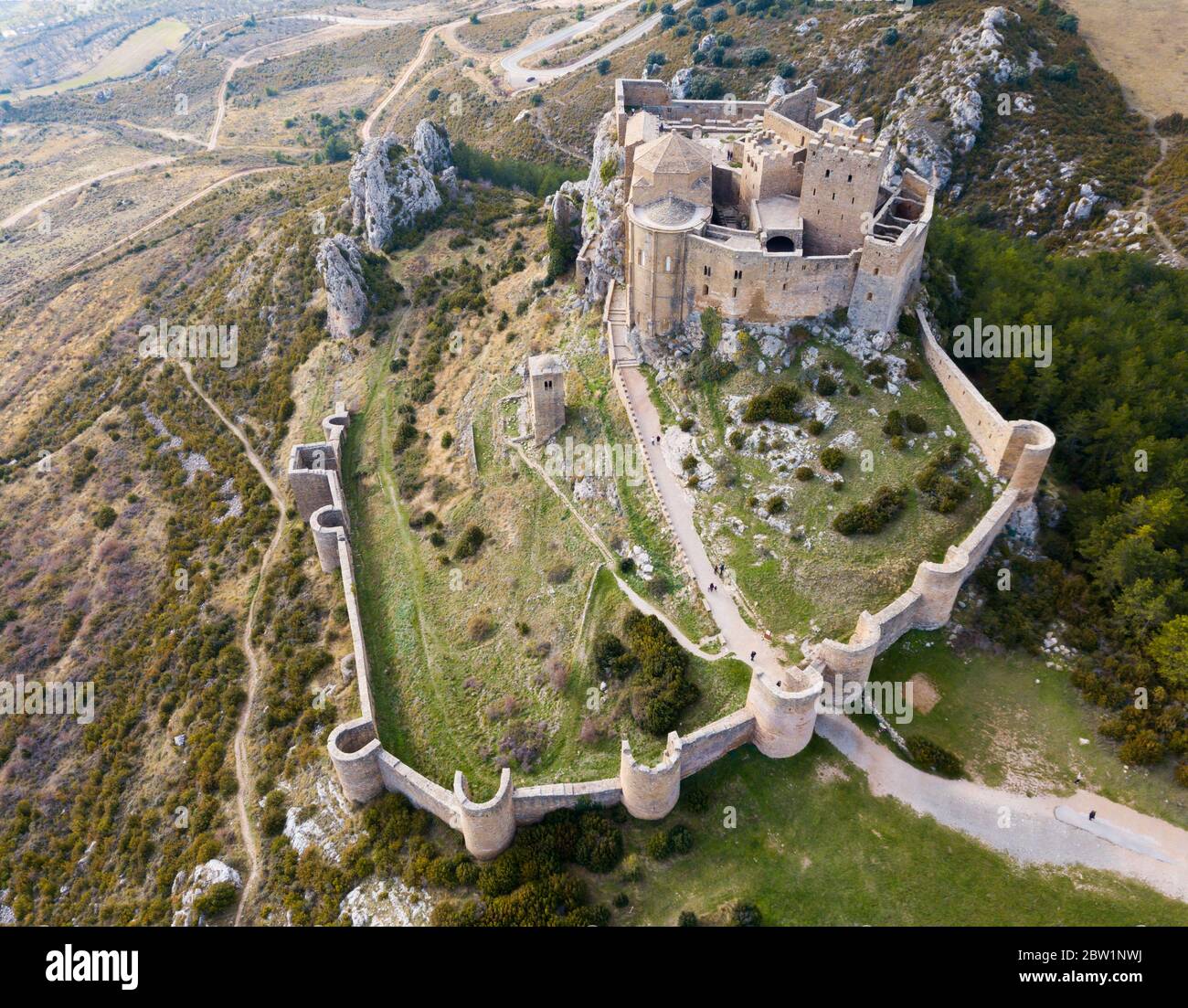 Famous fortress Castillo de Loarre in Navarre. Aragon. Spain Stock ...