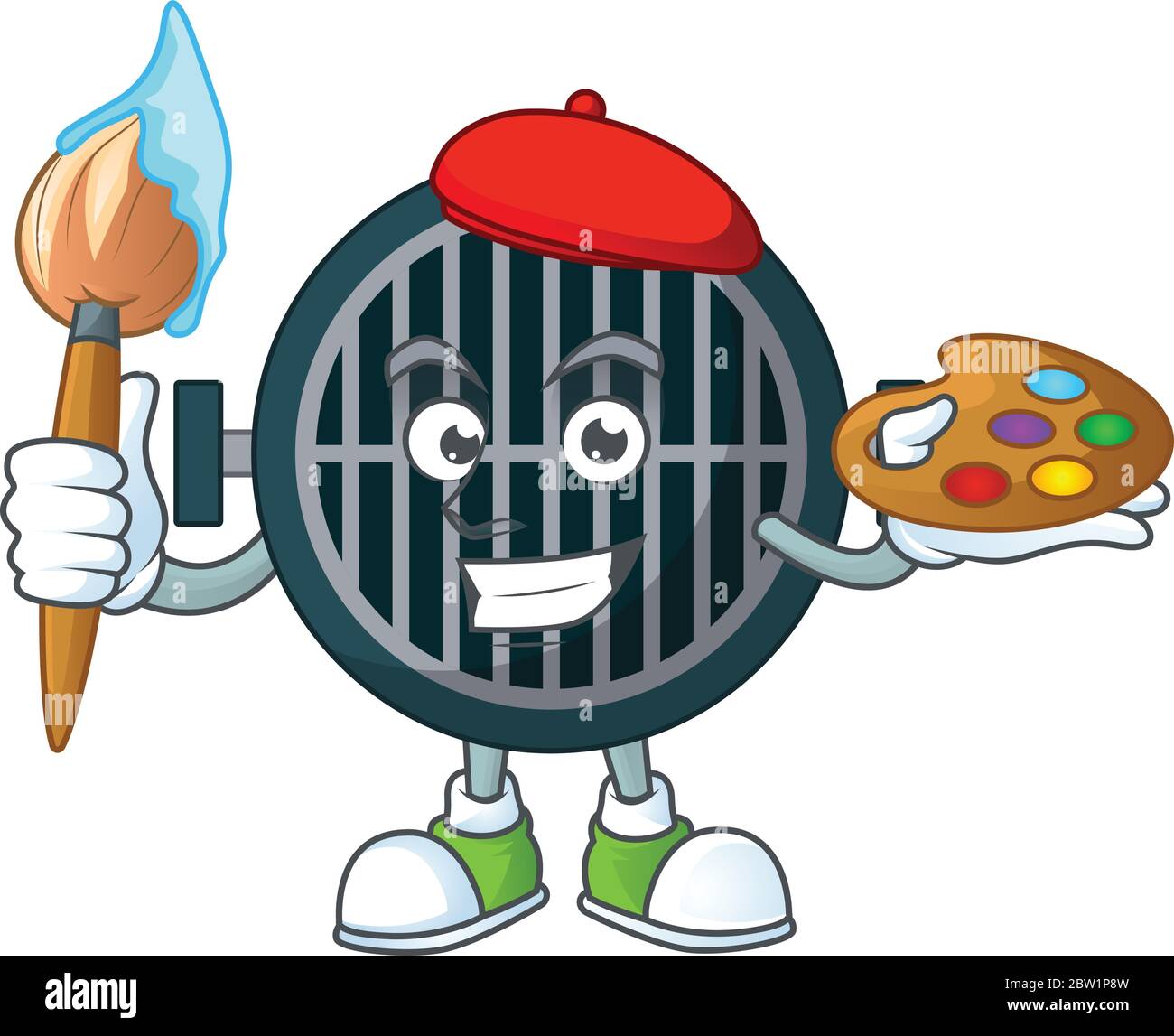 creative Artist of grill cartoon character painting using a brush ...