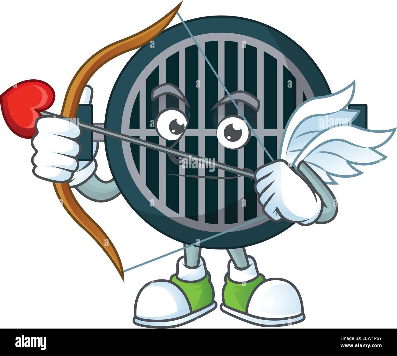 mascot design concept of grill cute Cupid with arrow and wings. Vector ...