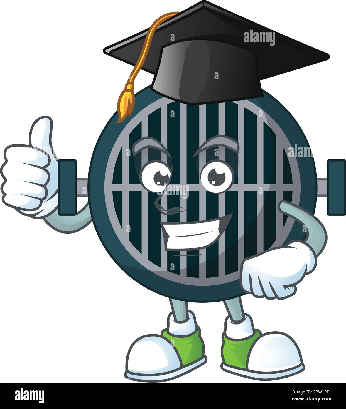 Happy face Mascot design concept of grill wearing a Graduation hat ...