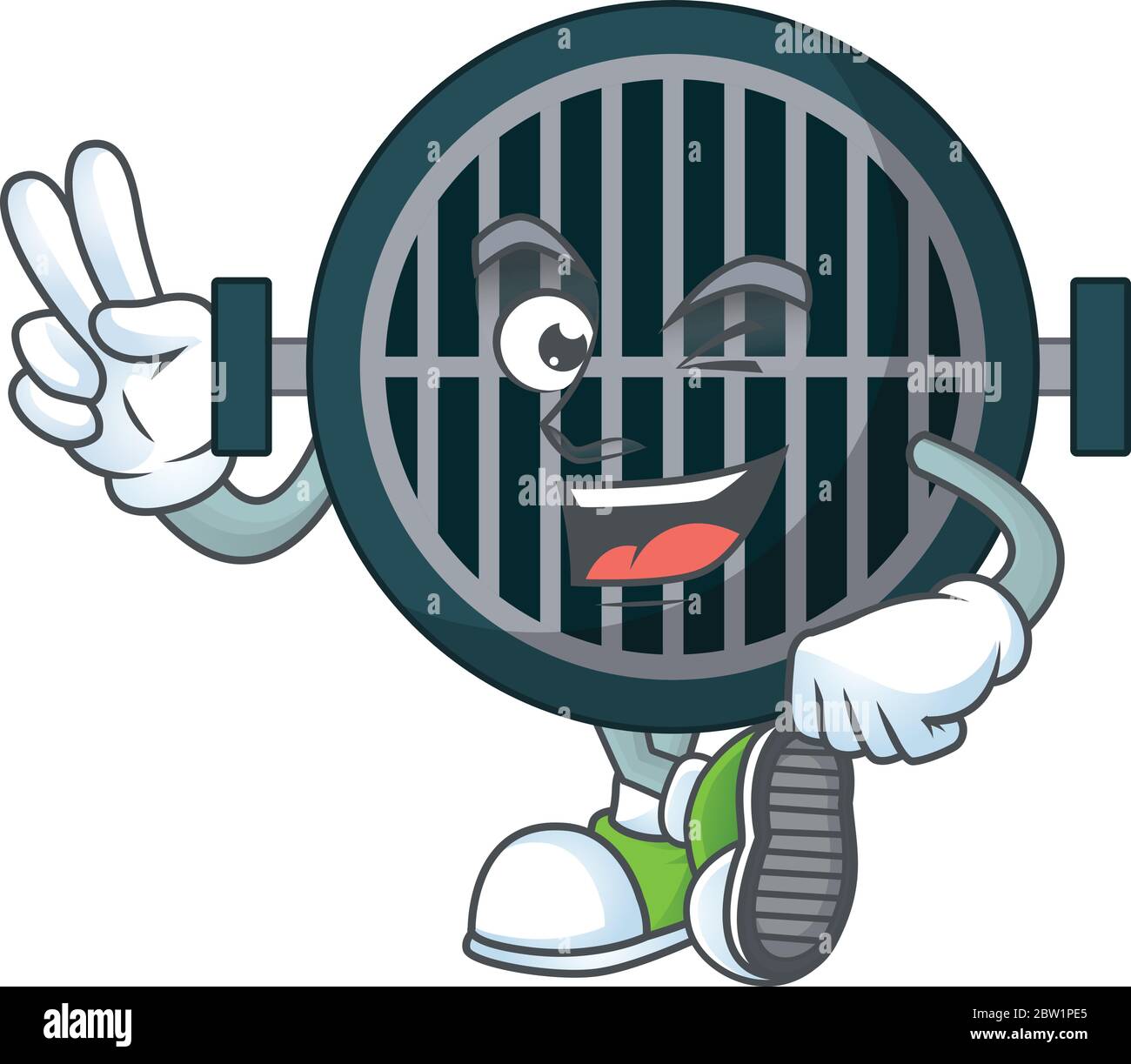 smiling grill cartoon mascot style with two fingers. Vector ...