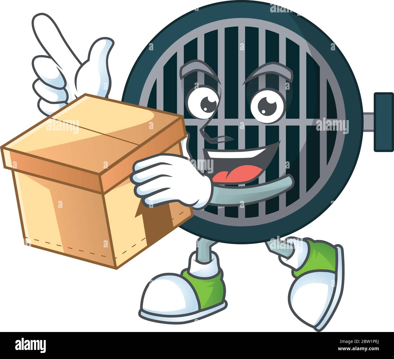 cartoon design style of grill having gift box. Vector illustration ...