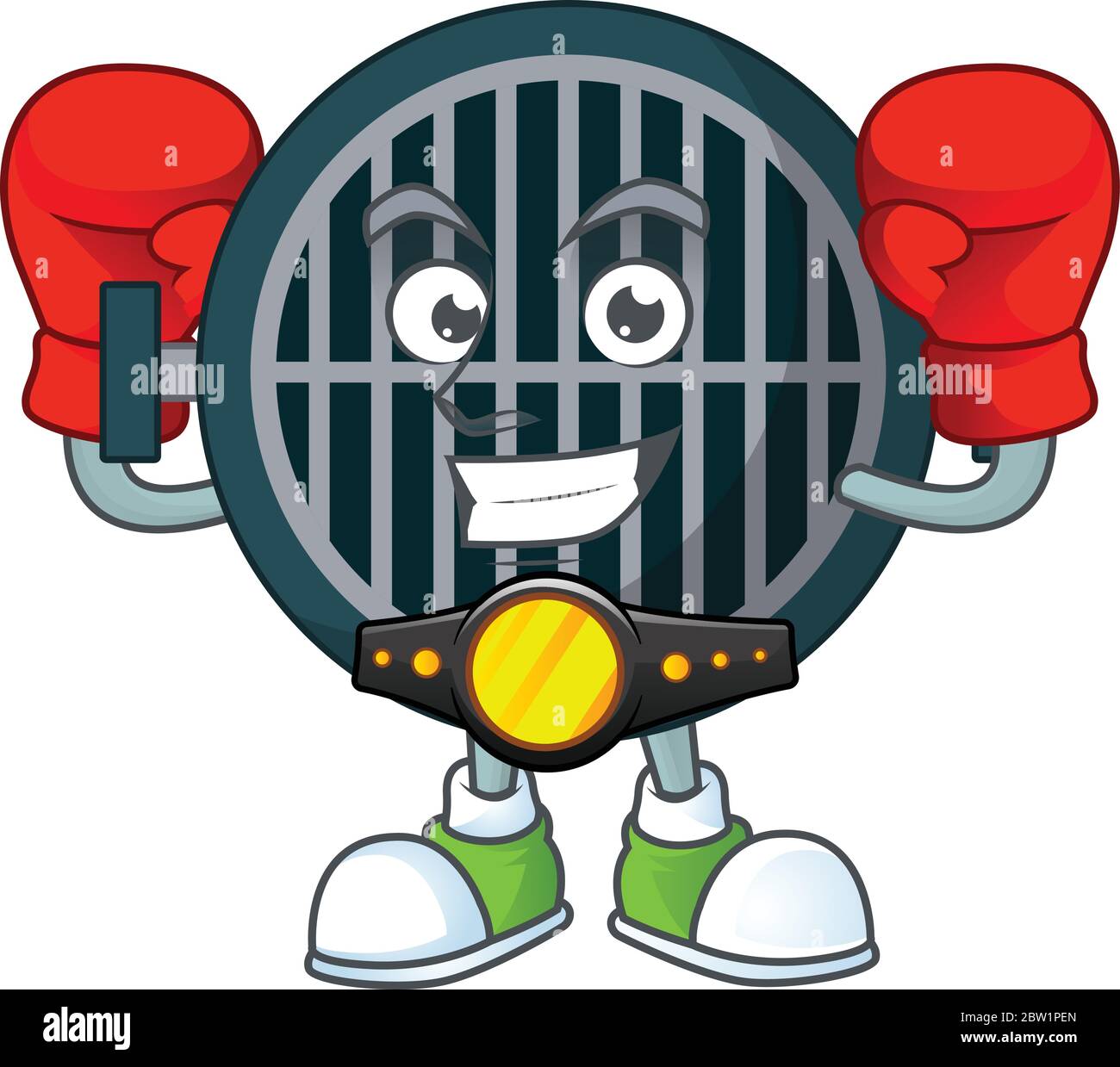 Caricature picture of grill boxing athlete on the arena. Vector ...