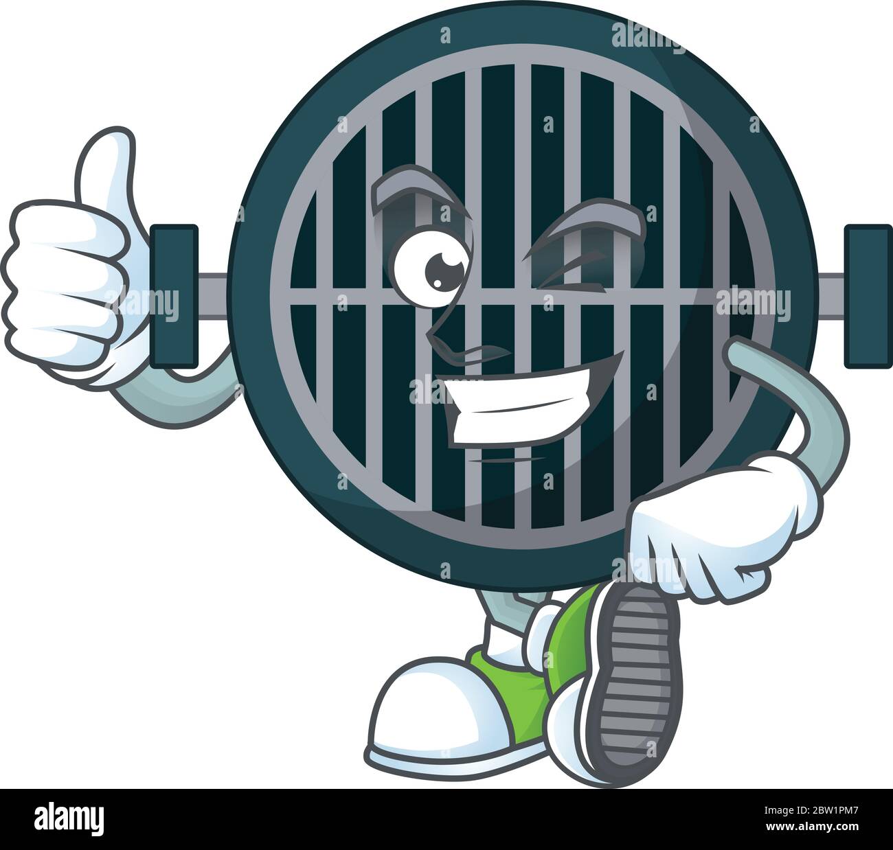 Caricature picture of grill with Thumbs up finger. Vector illustration ...