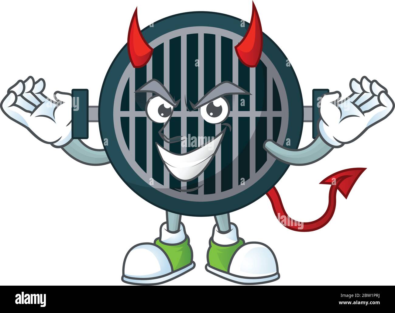 A cartoon image of grill as a devil character. Vector illustration ...