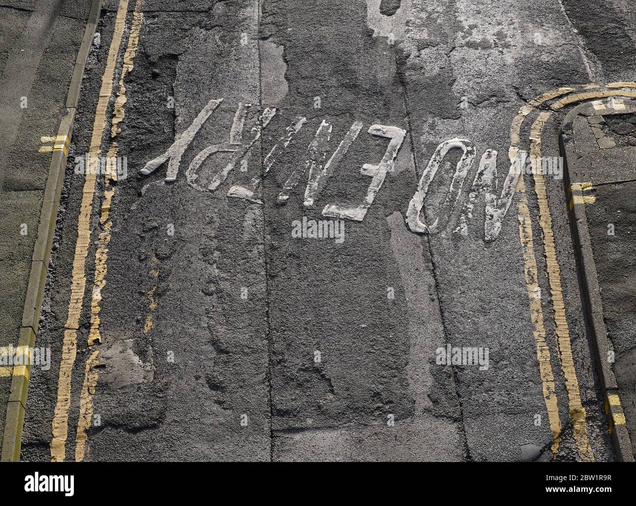 Road markings and varied surface of Pond Street, Sheffield Stock Photo ...