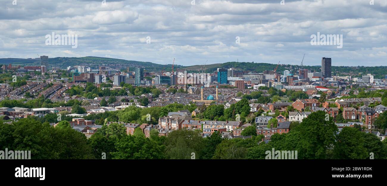 View from Meersbrook Park looking towards Sheffield city centre, a ...