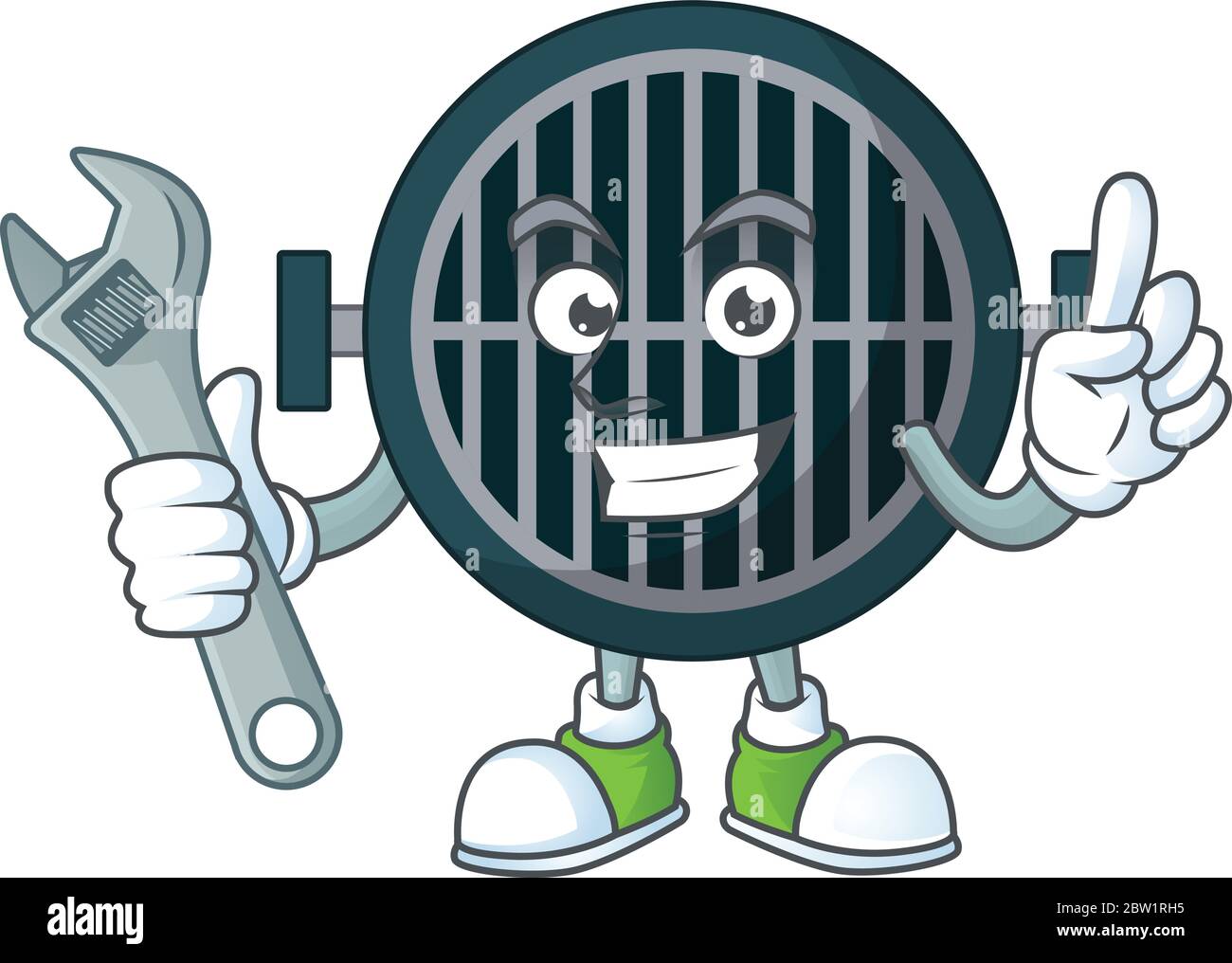 A smart mechanic grill cartoon mascot design fix a broken machine Stock ...