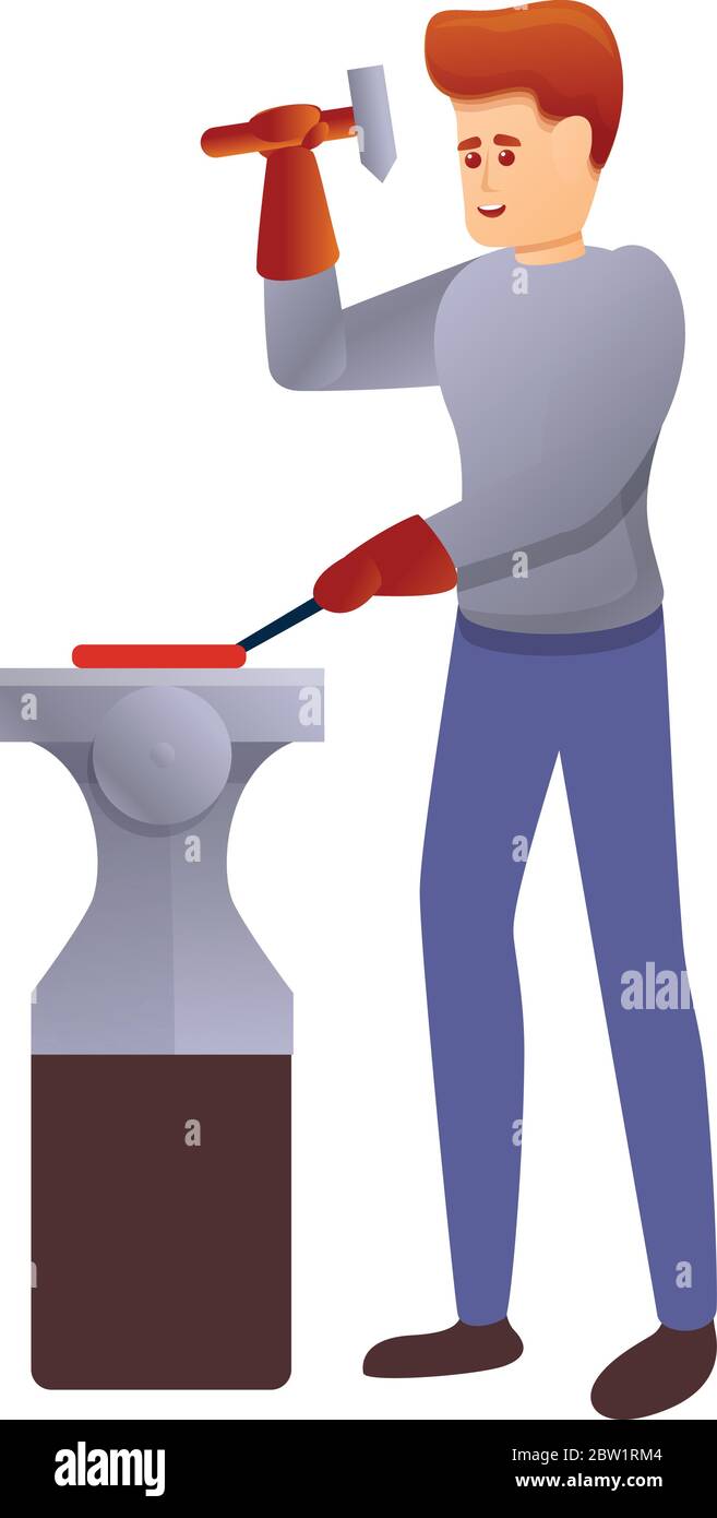 Young blacksmith icon. Cartoon of young blacksmith vector icon for web ...