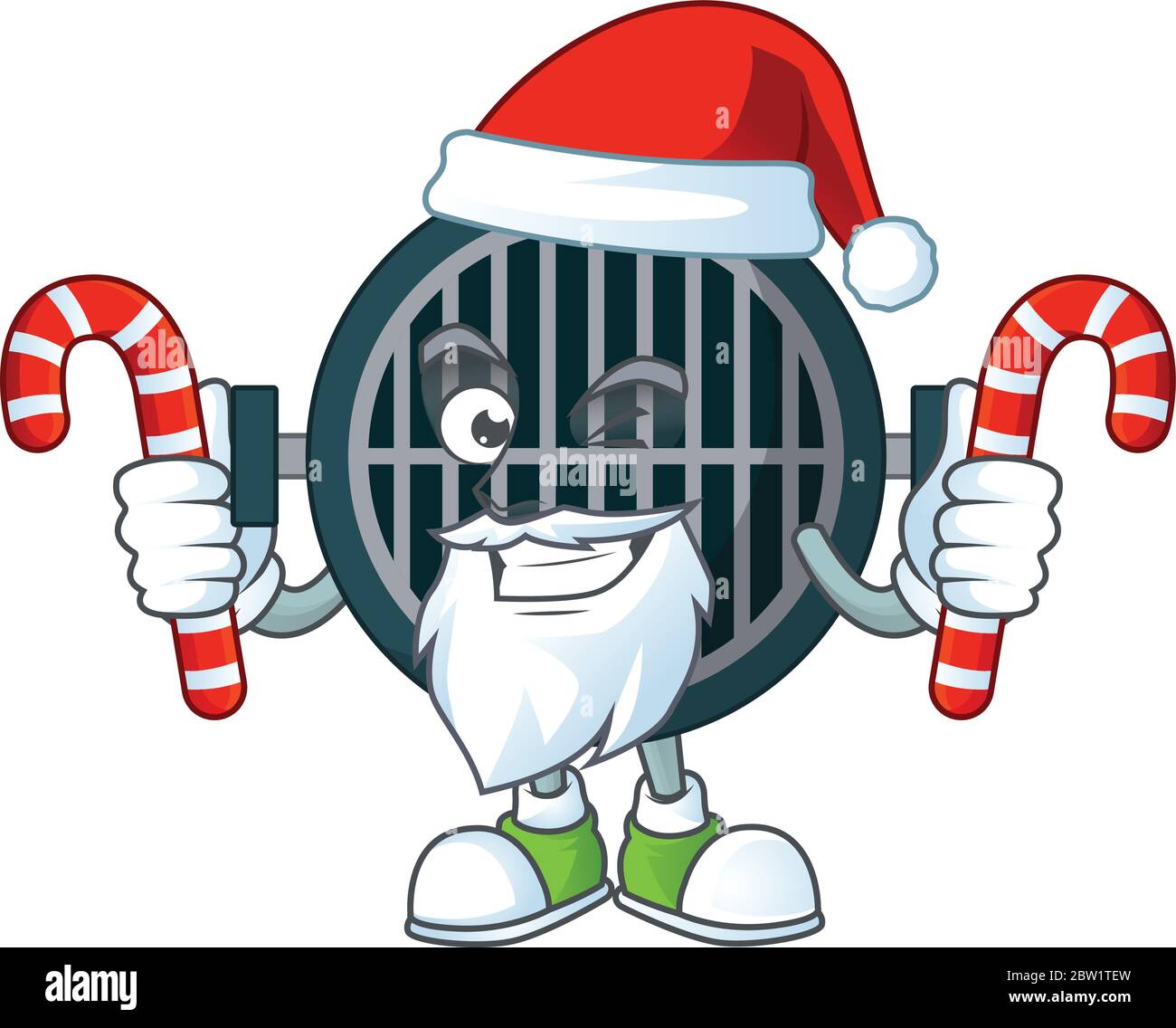 Cartoon character of grill as a Santa having candies. Vector ...