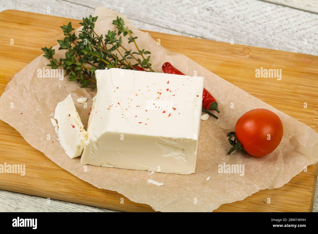 Traditional Feta Cheese served thyme Stock Photo - Alamy