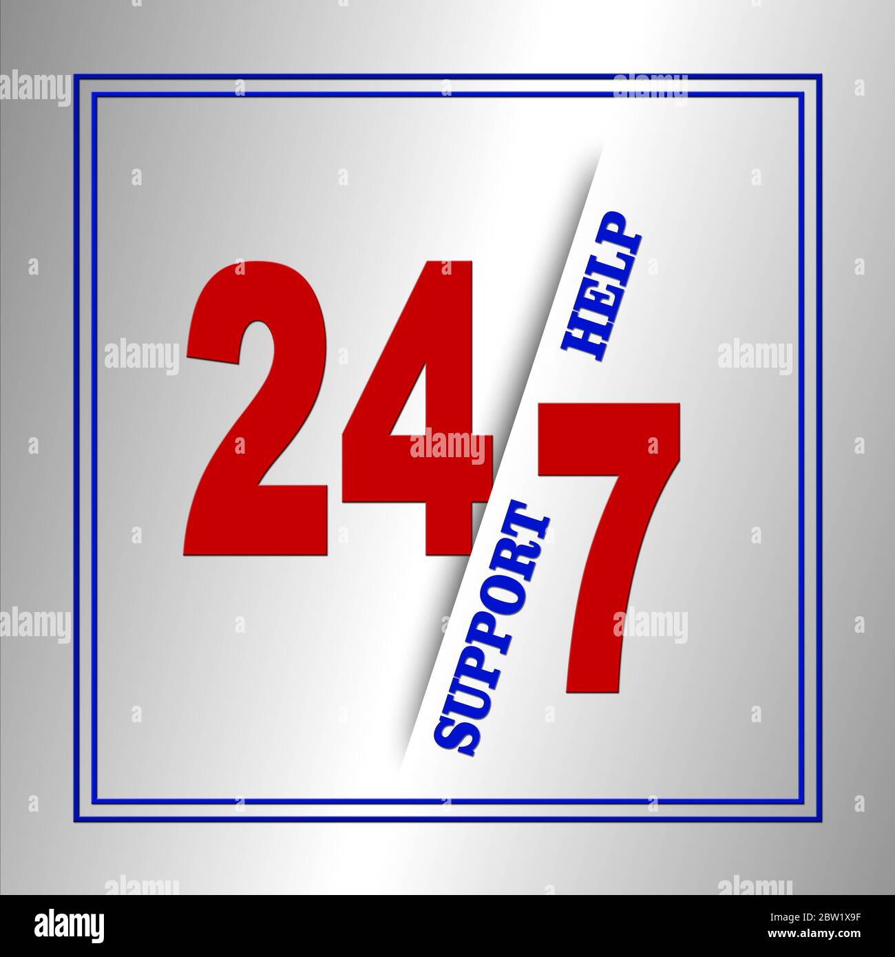 24 hours 7 days icon with lettering SUPPORT HELP - 3D illustration ...