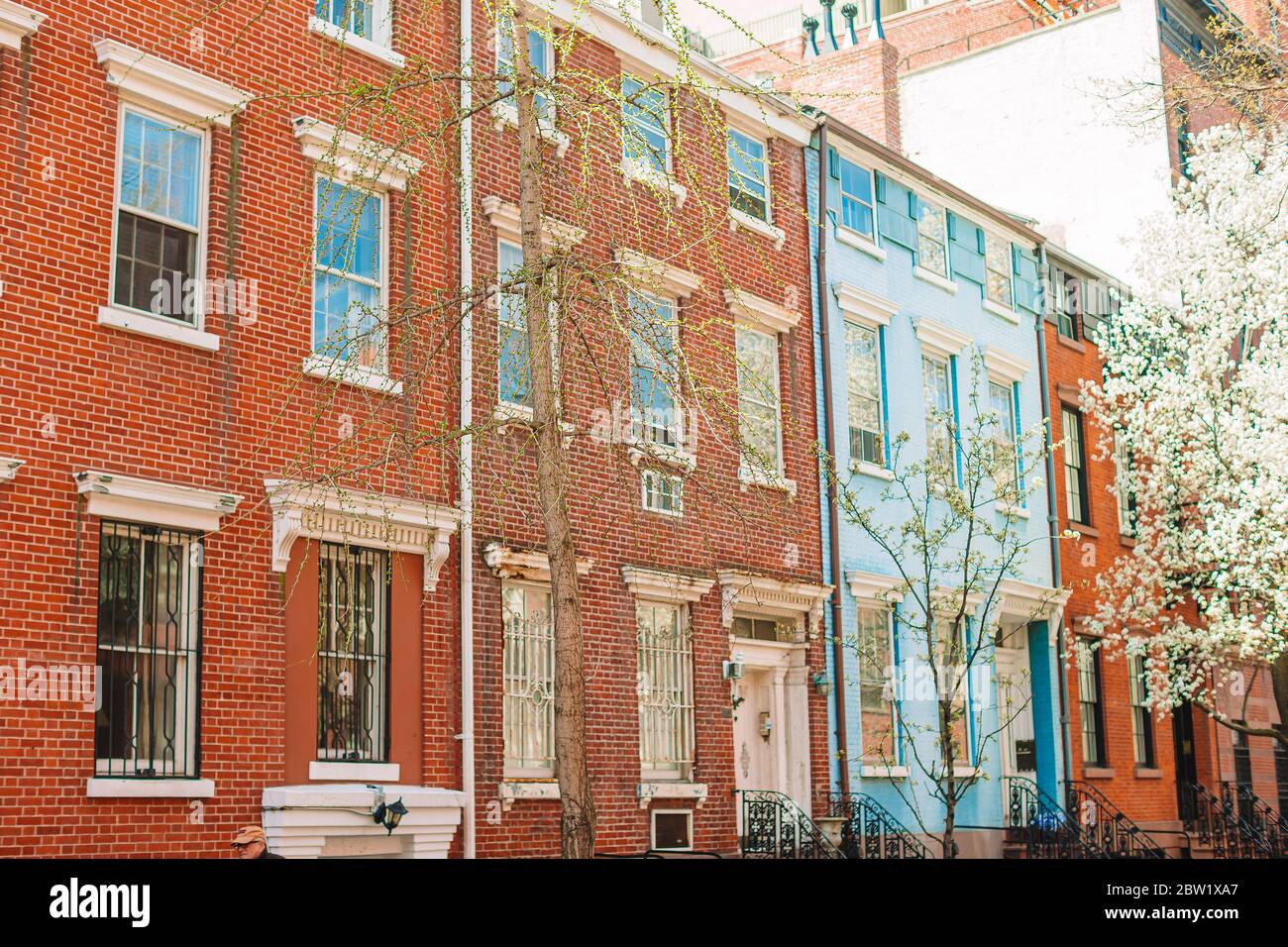 Empty streets in West Village at New York Manhattan, USA Stock Photo ...
