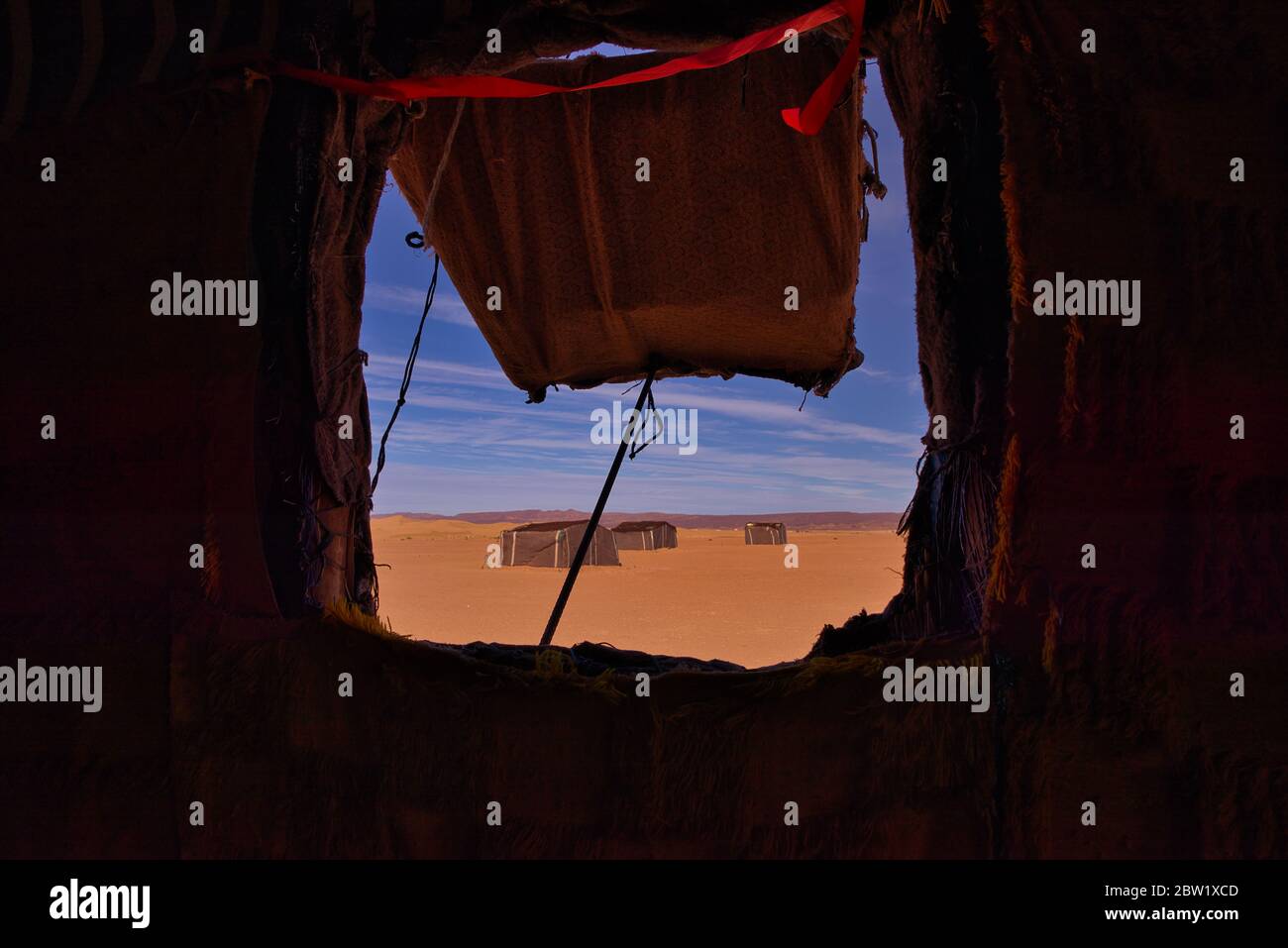 The view from the window of the Jaima in the desert of Sahara Stock ...