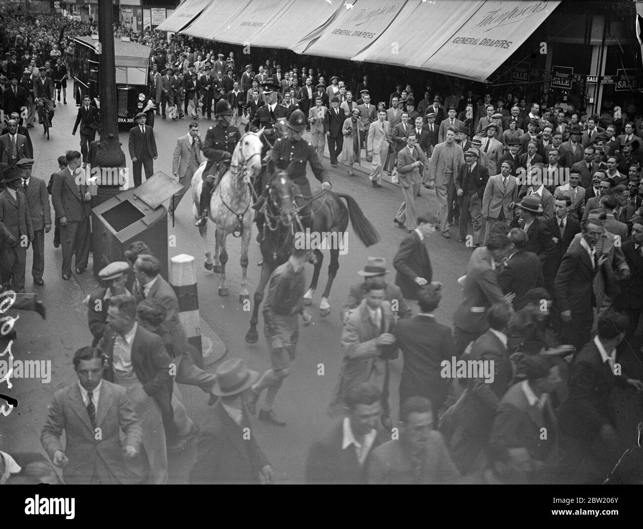 Police charge crowd at Trafalgar Square fascist meeting. Fierce ...