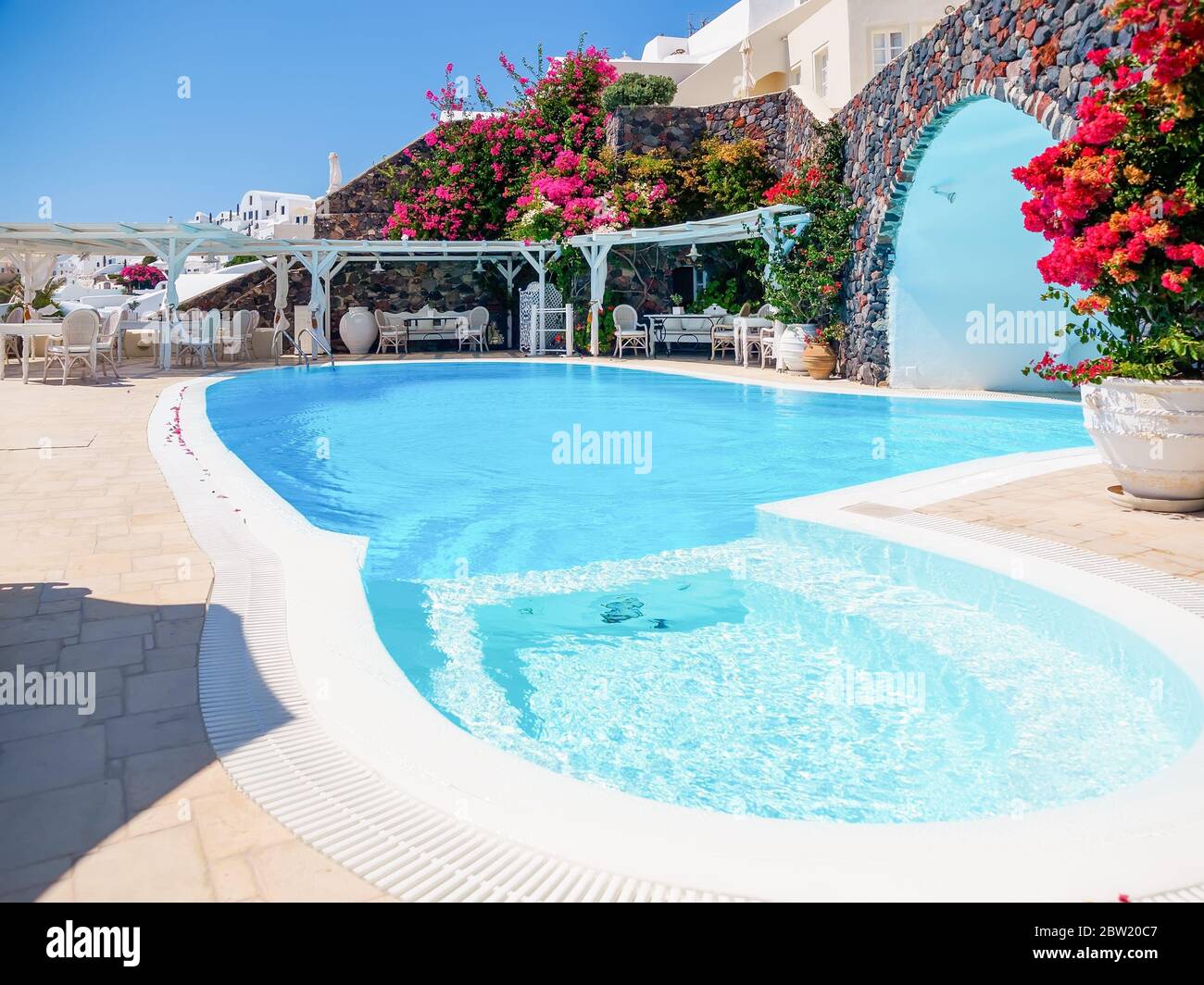 Santorini hotel with cave pool hi-res stock photography and images - Alamy