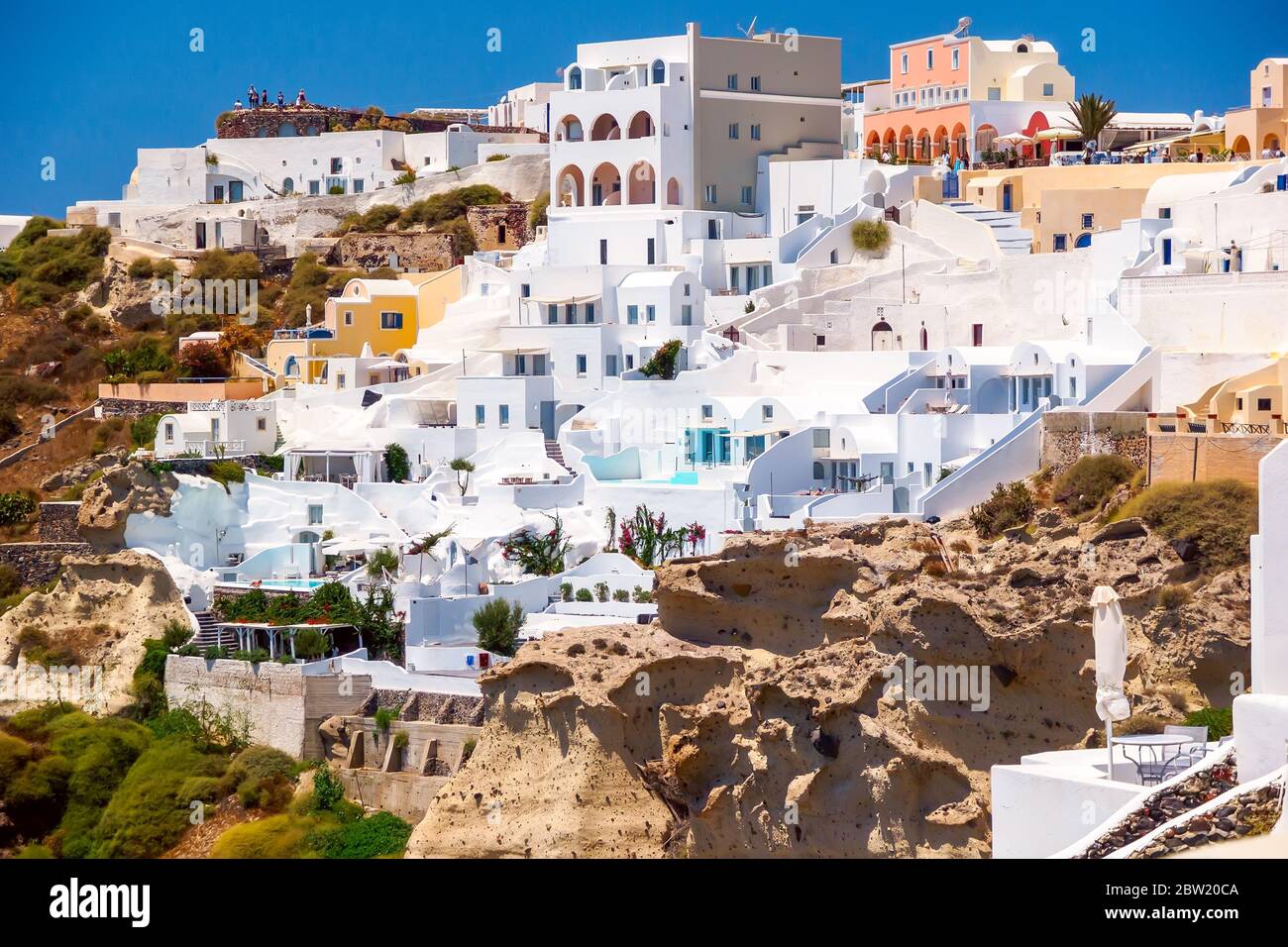 Amazing sea view on Traditional white cave house on Santorini island ...