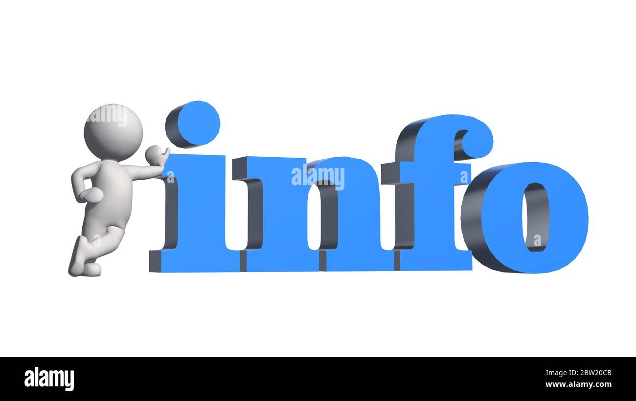 info lettering in blue color with 3D people - isolated on white ...