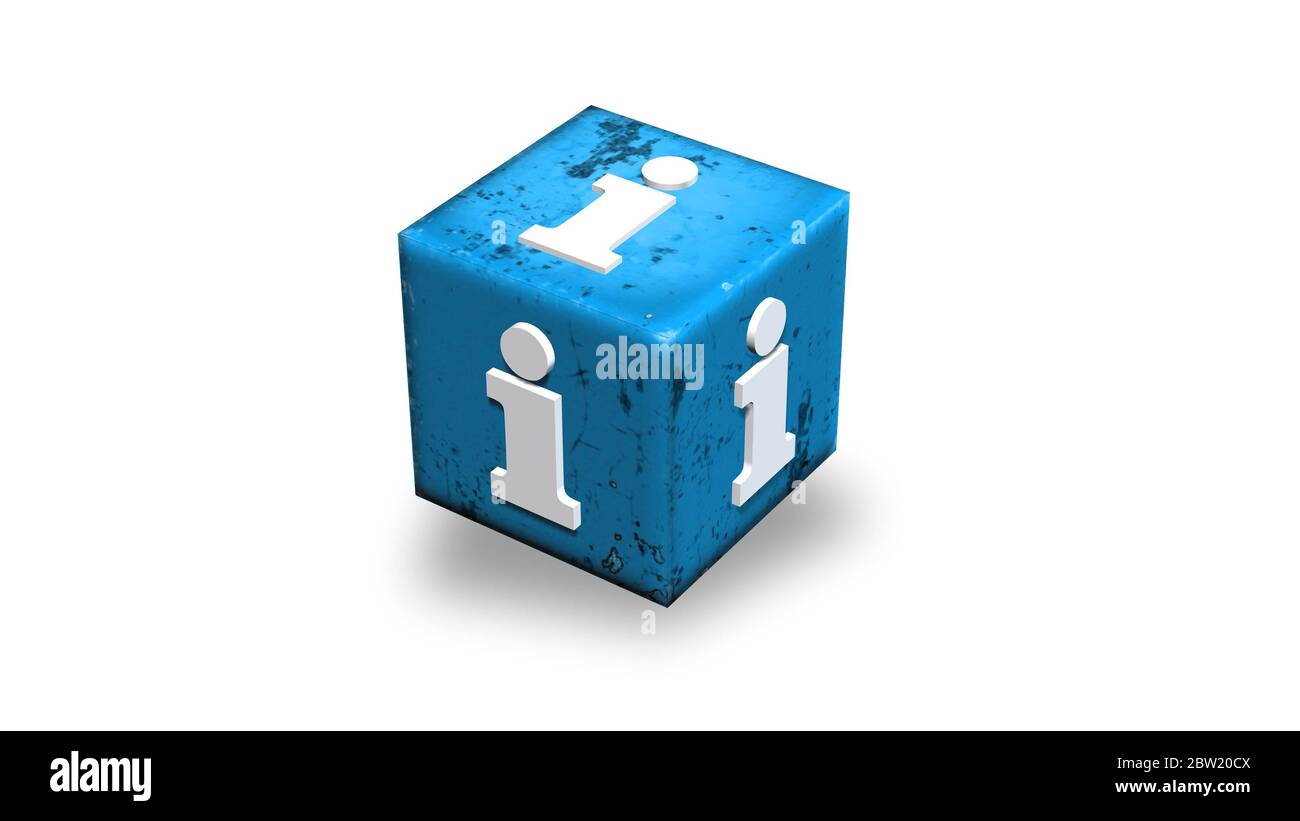 info sign in white color on a blue cube - isolated on white background ...
