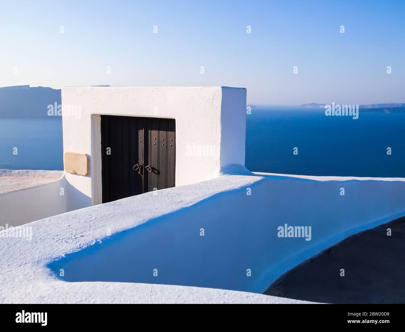 Terrace architecture on the island Santorini, close-up photo of ...