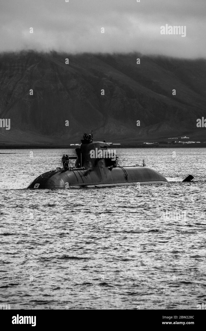 surfaced submarine in cold waters Stock Photo - Alamy