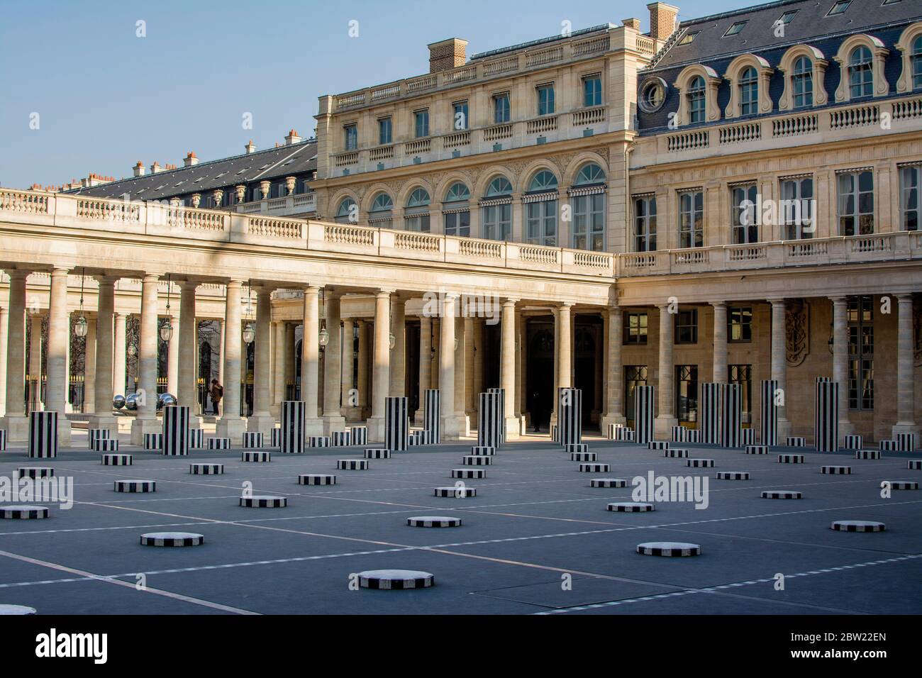 Columns of Buren and Palais Royal, Ile-de-France, Paris, France Stock ...