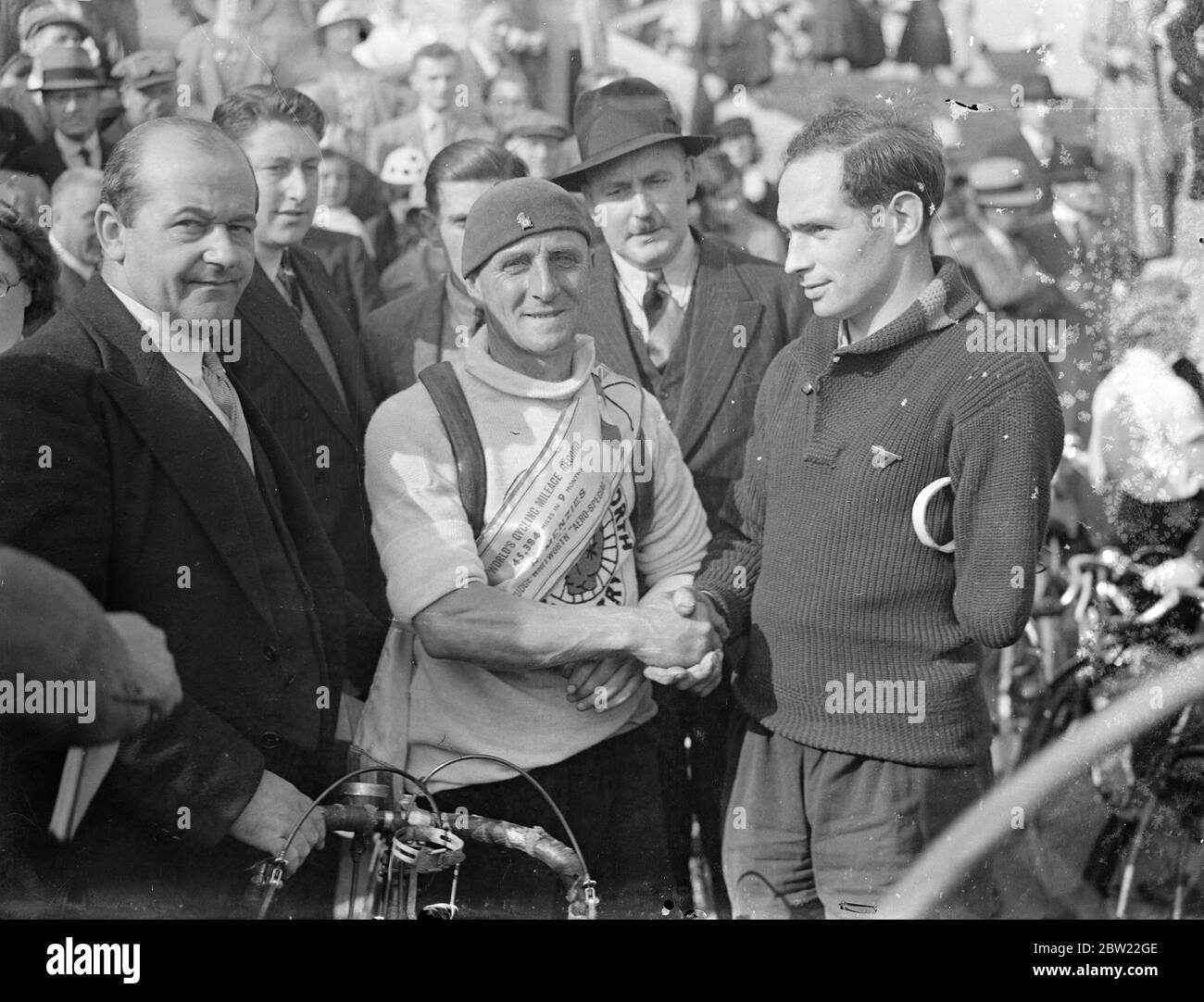 Rene Menzies being congratulated by Walter Greaves, one armed he broke ...