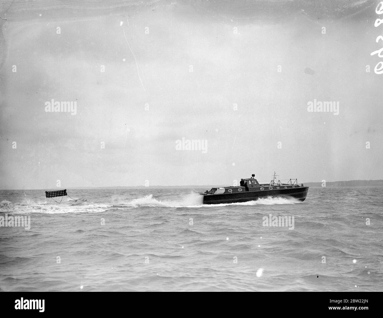 A 45 foot high speed motor-boat towing two targets down Southampton ...