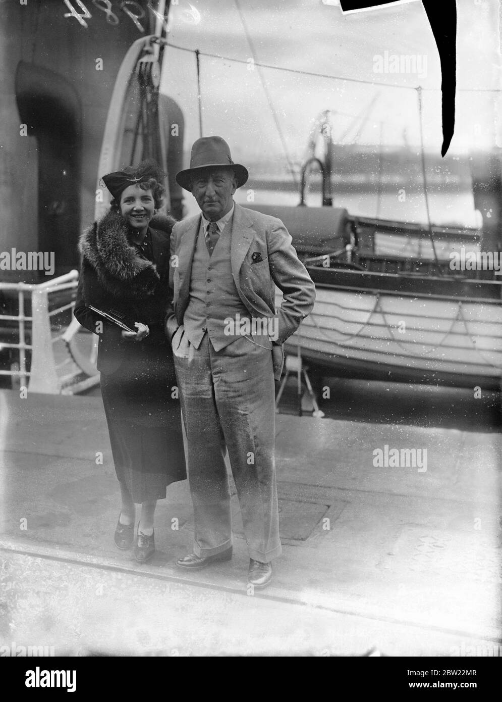 General Sir Hubert Gough with his daughter Audrey who greeted him on ...