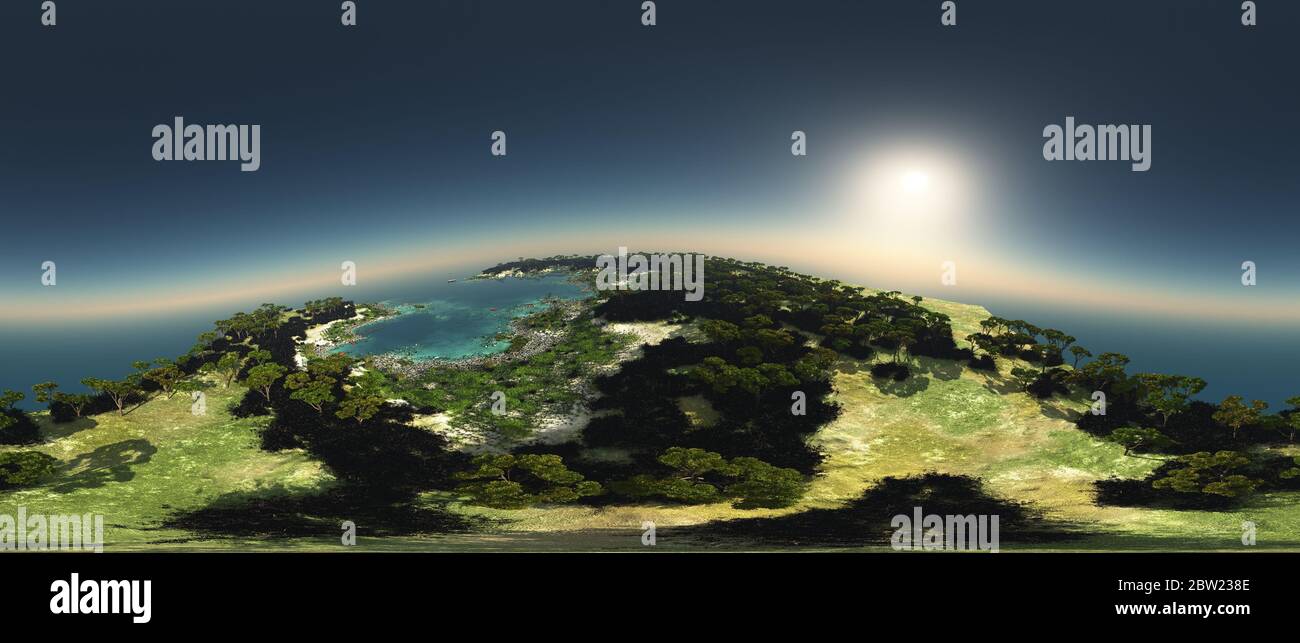 River estuary 360 panorama 3d rendering Stock Photo - Alamy