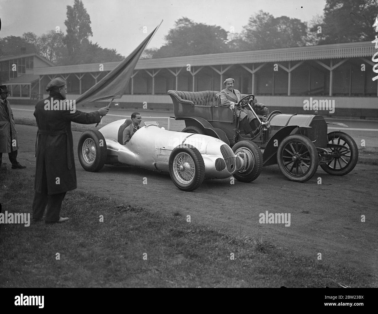 Dick Seaman practising in his new 200 miles an hour Mercedes, built in ...