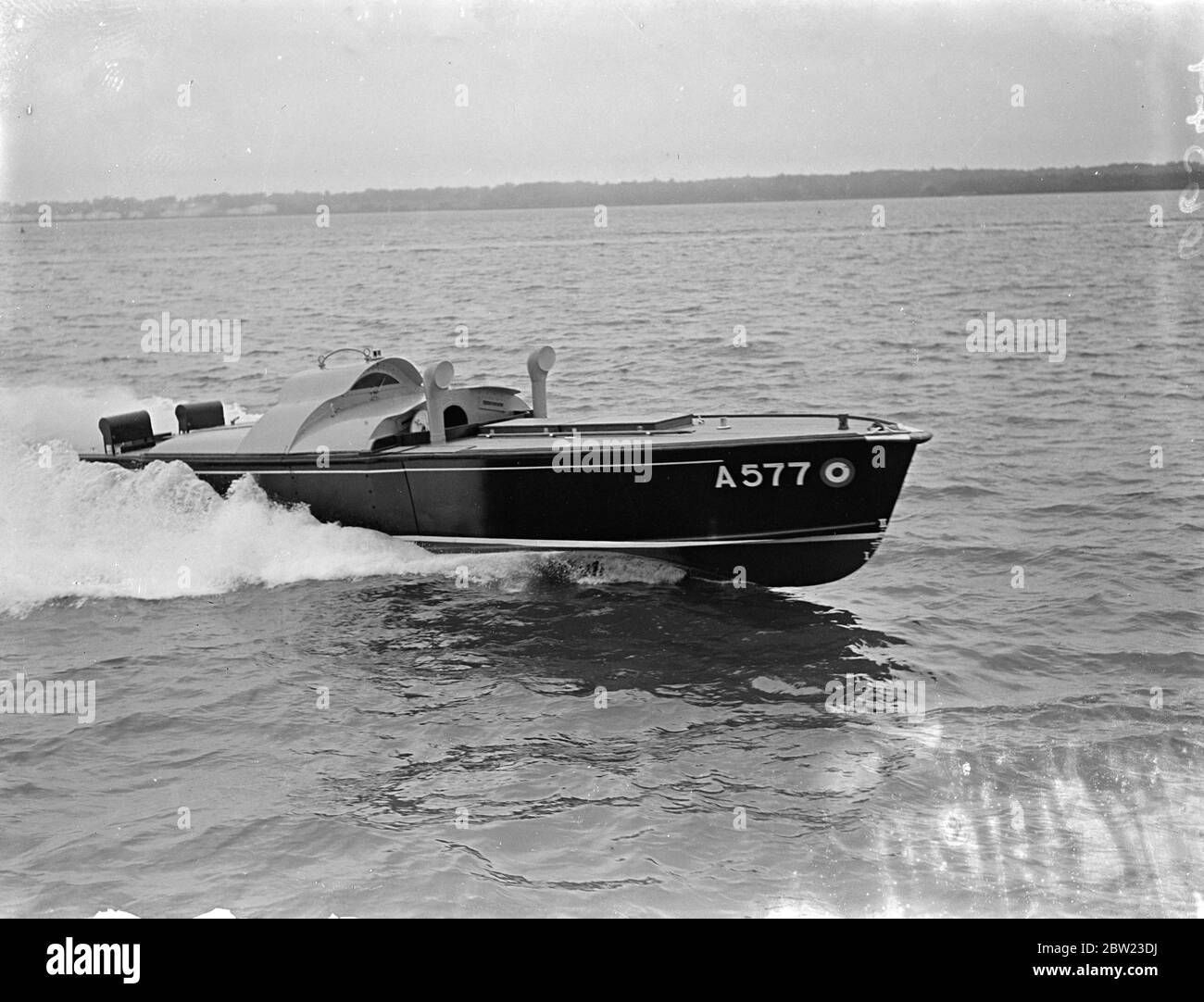 The new target boat speeding over Southampton Water during trials. A ...