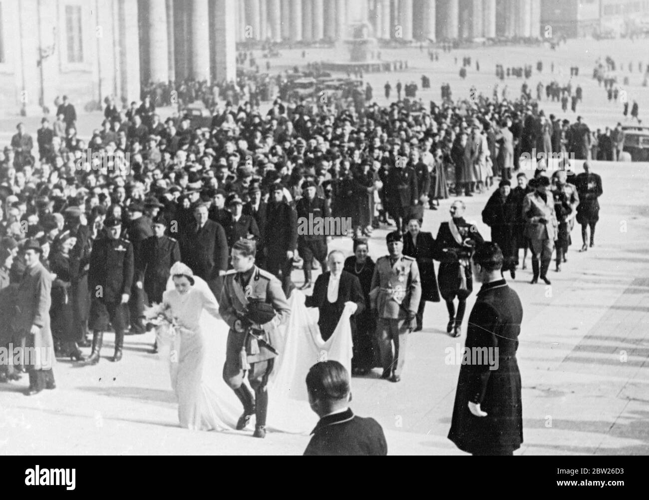 Signor Mussolini gives away bride at wedding of his niece in Rome ...