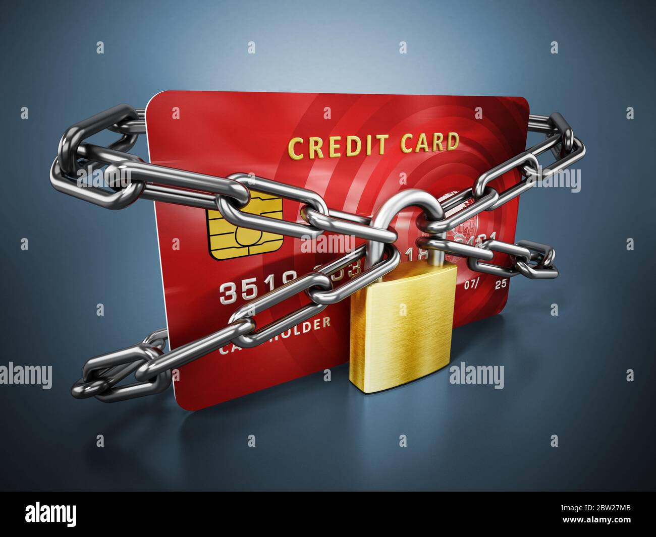 Chained and locked generic credit card. 3D illustration Stock Photo - Alamy