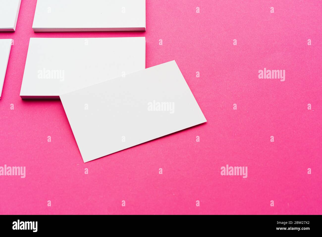 Mock-up on pink background. Businesscards with copy space Stock Photo ...