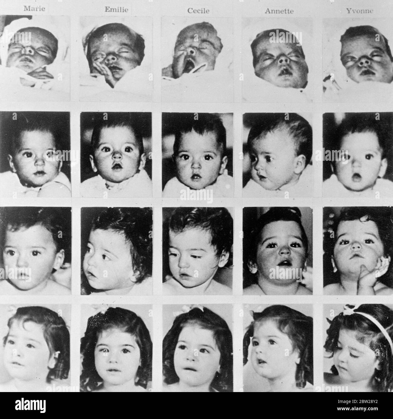 Pictures showing the Dion quintuplets through the early years Stock ...