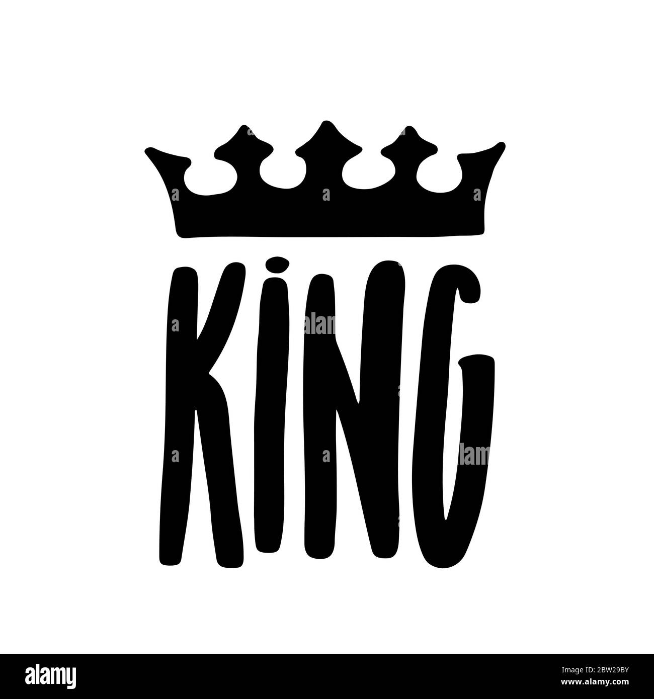 King lettering with crown in simple doodle style. Print design for t ...