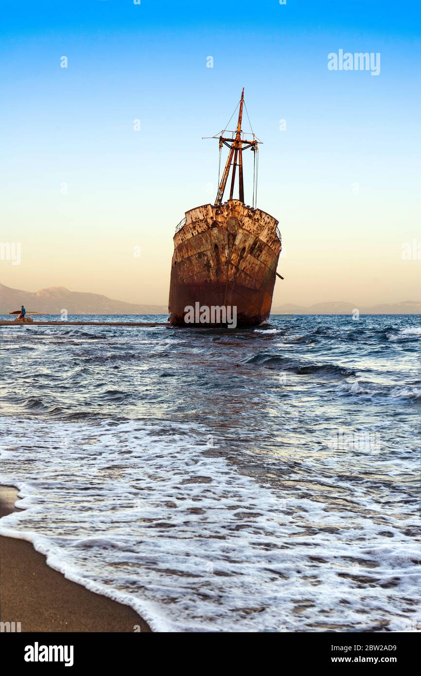 Shipwreck on the coast, Gythio,Greece Stock Photo - Alamy
