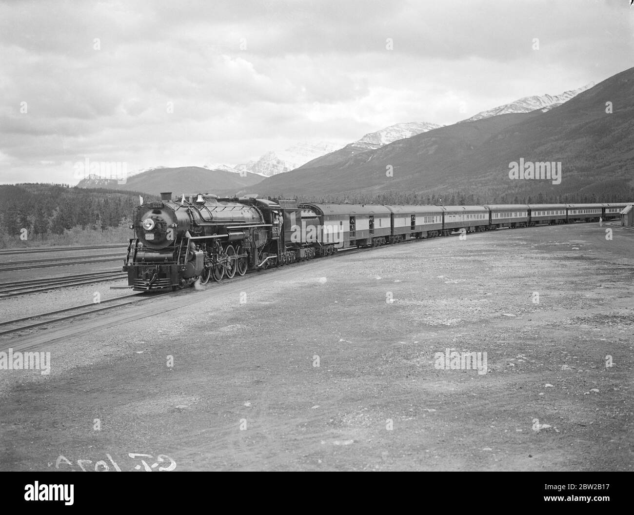 The Royal train arriving at Jasper in the Rocky Mountains June 1939 ...