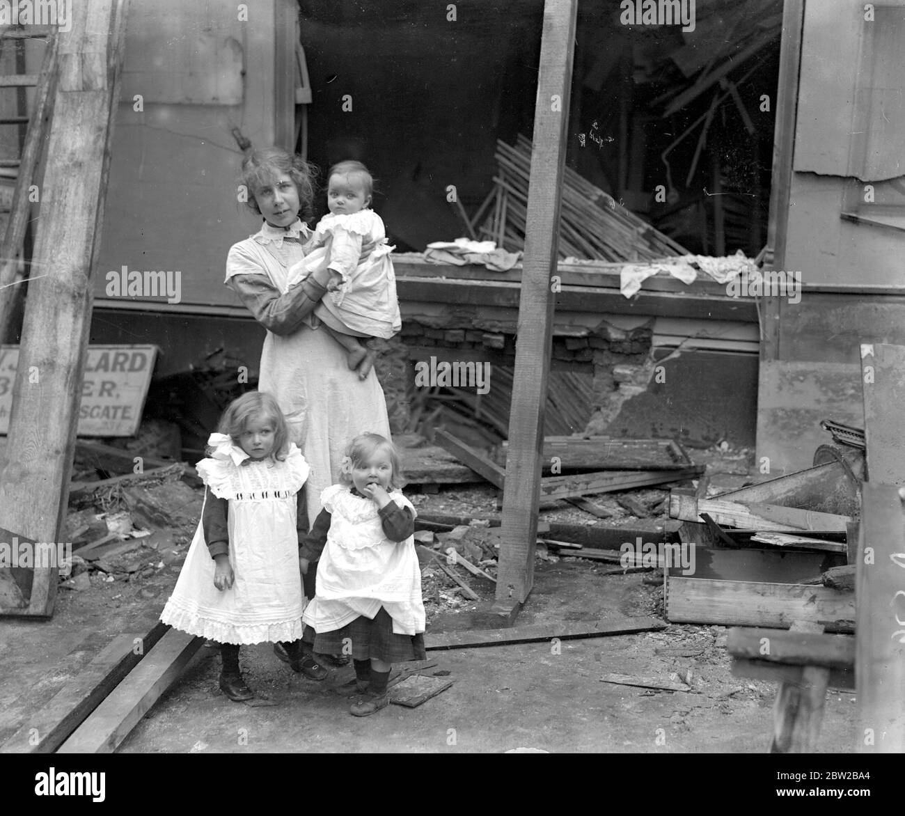 Ramsgate Air Raid. Miss Toufer and the three little Bannells who were ...
